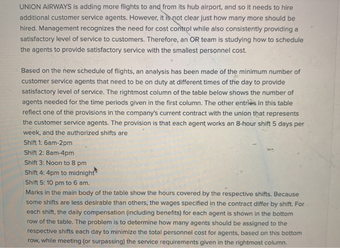 Solved UNION AIRWAYS is adding more flights to and from its | Chegg.com