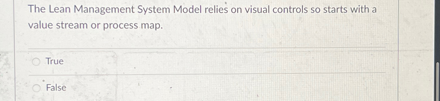 Solved The Lean Management System Model relies on visual | Chegg.com