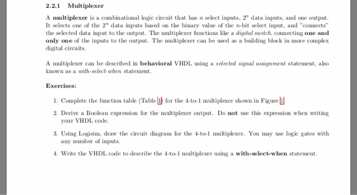 Solved 2.2.1 Multiplexer A multiplexer is a combinational | Chegg.com