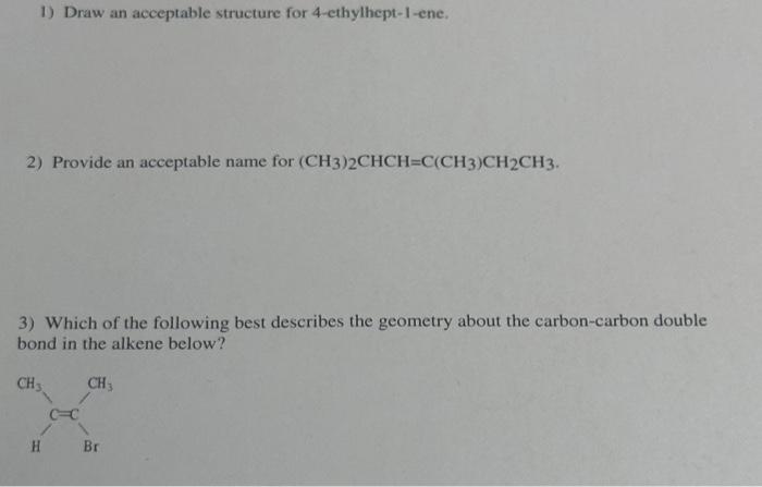 Solved 1) Draw an acceptable structure for | Chegg.com