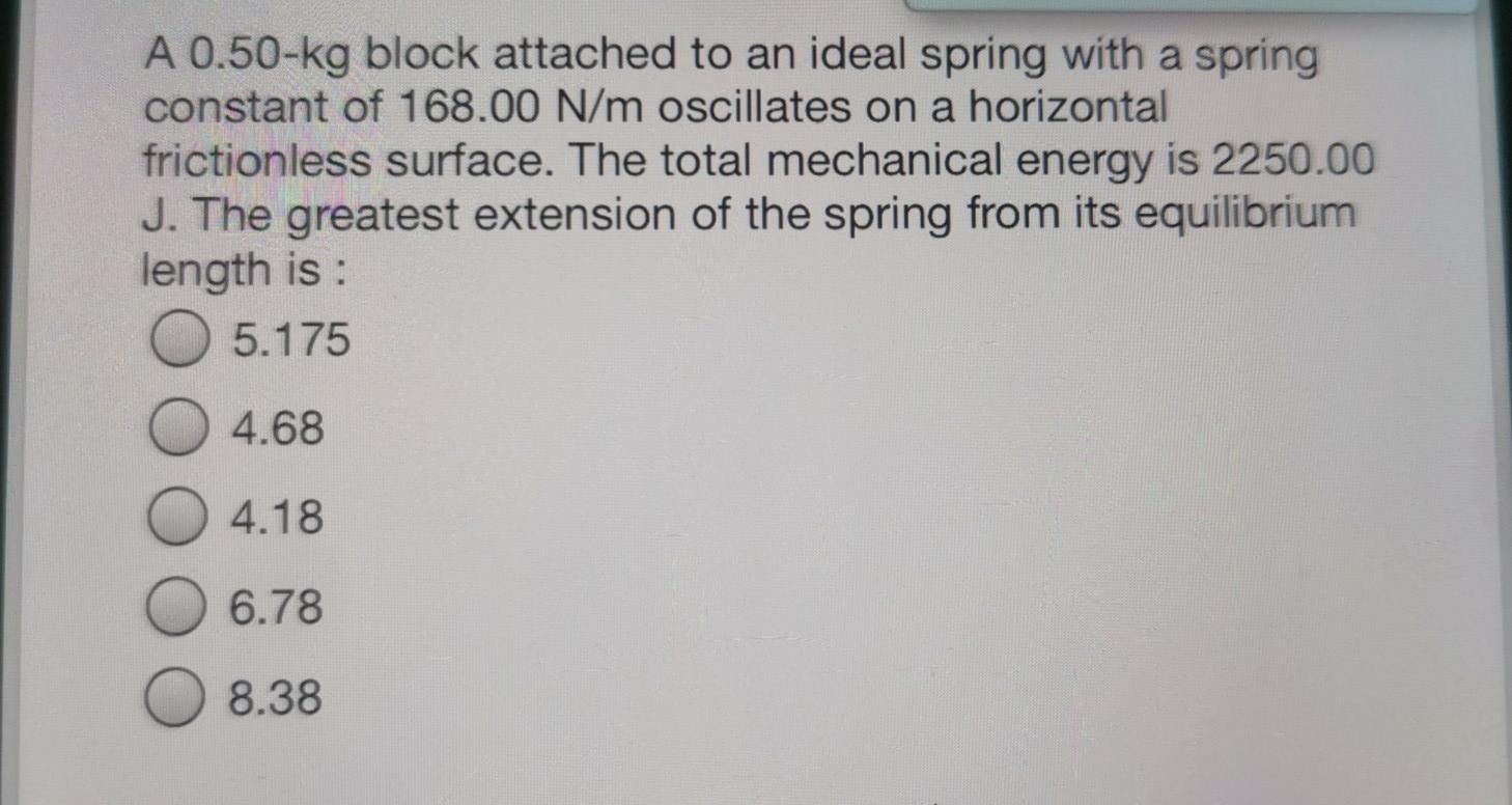 Solved A 0.50-kg block attached to an ideal spring with a | Chegg.com