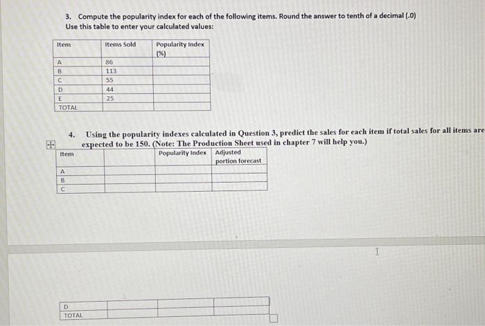 Solved 3. Compute the popularity index for each of the | Chegg.com