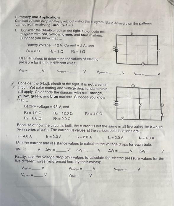 Solved Summary and Application: Conduct voltage drop | Chegg.com