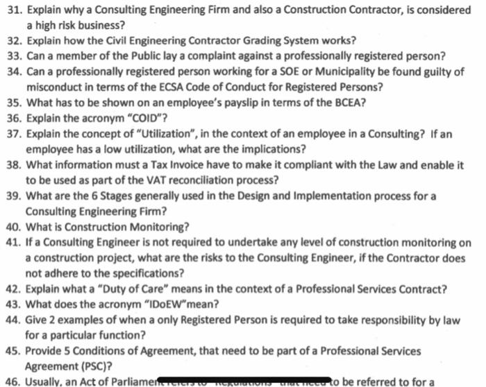 Solved 31. Explain why a Consulting Engineering Firm and | Chegg.com