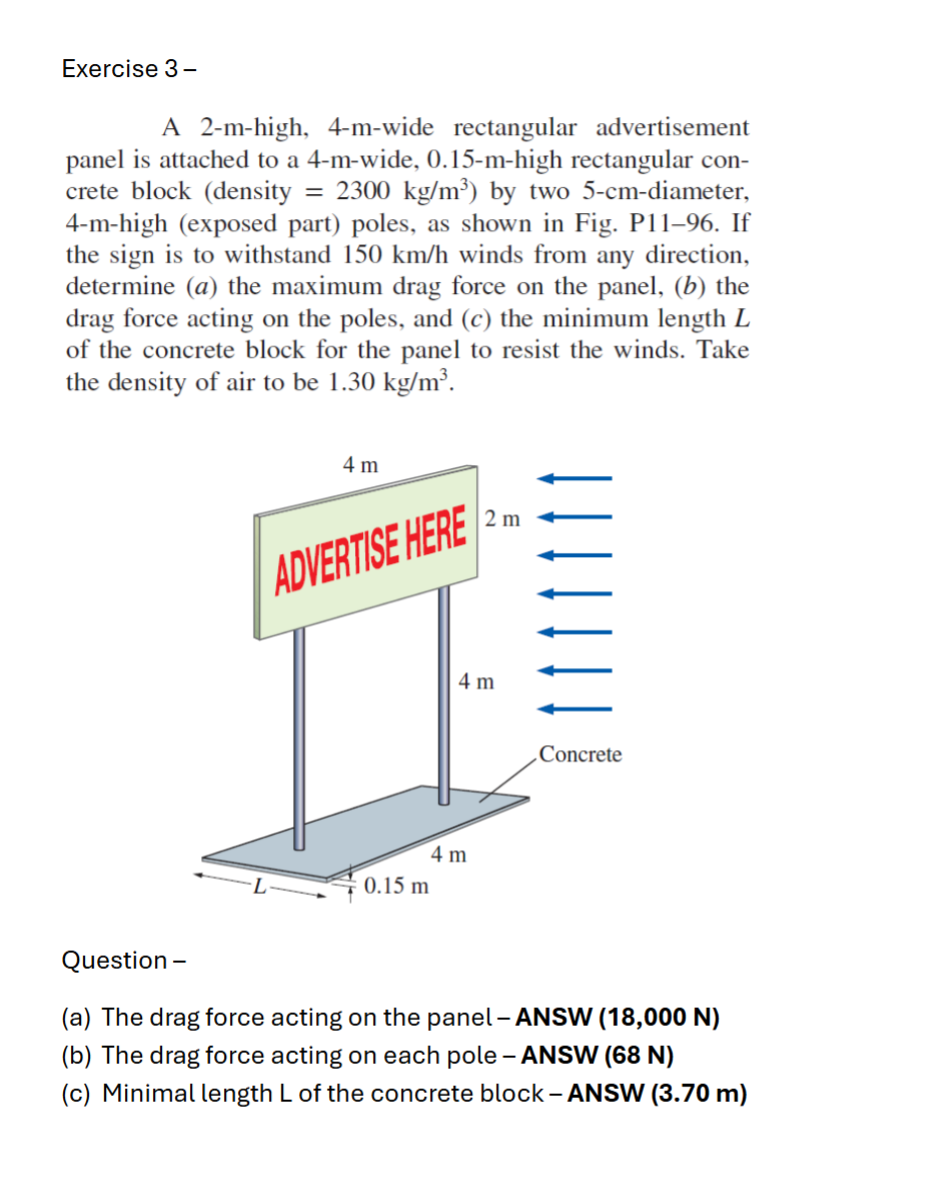 Solved Question -(ANSWERS PROVIDED)(a) ﻿The drag force | Chegg.com