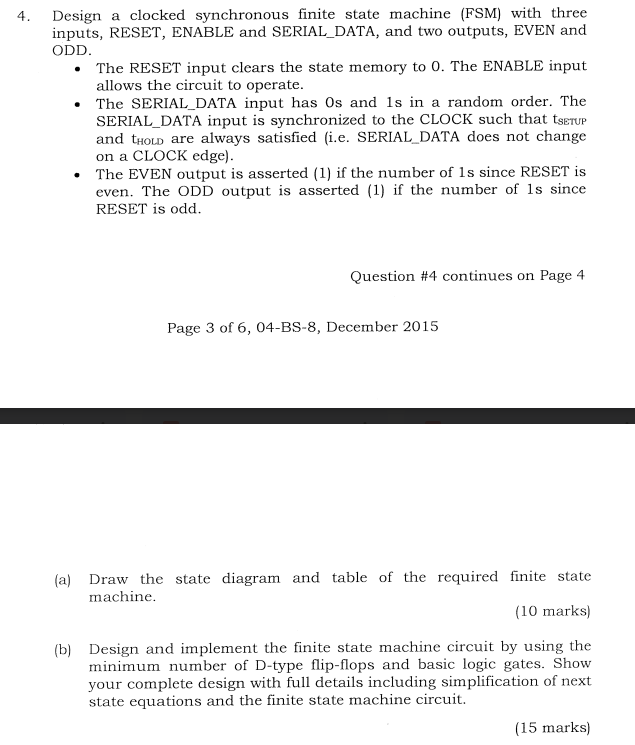 Solved Design a clocked synchronous finite state machine | Chegg.com