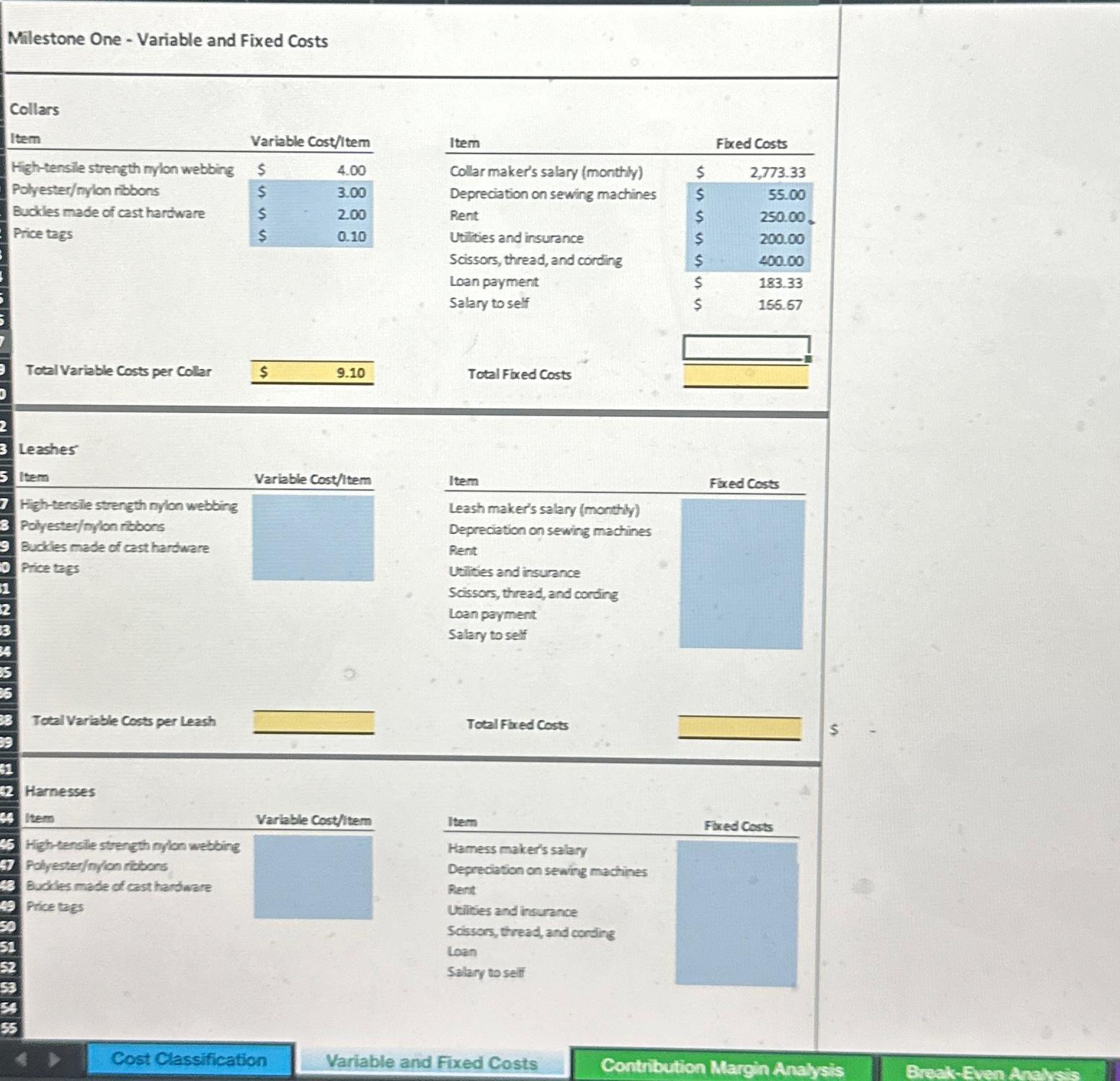 Solved Milestone One - ﻿Variable and Fixed | Chegg.com