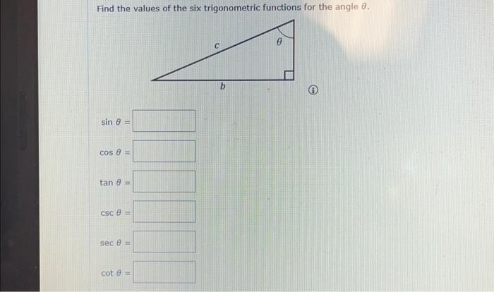 Solved Find the values of the six trigonometric functions | Chegg.com