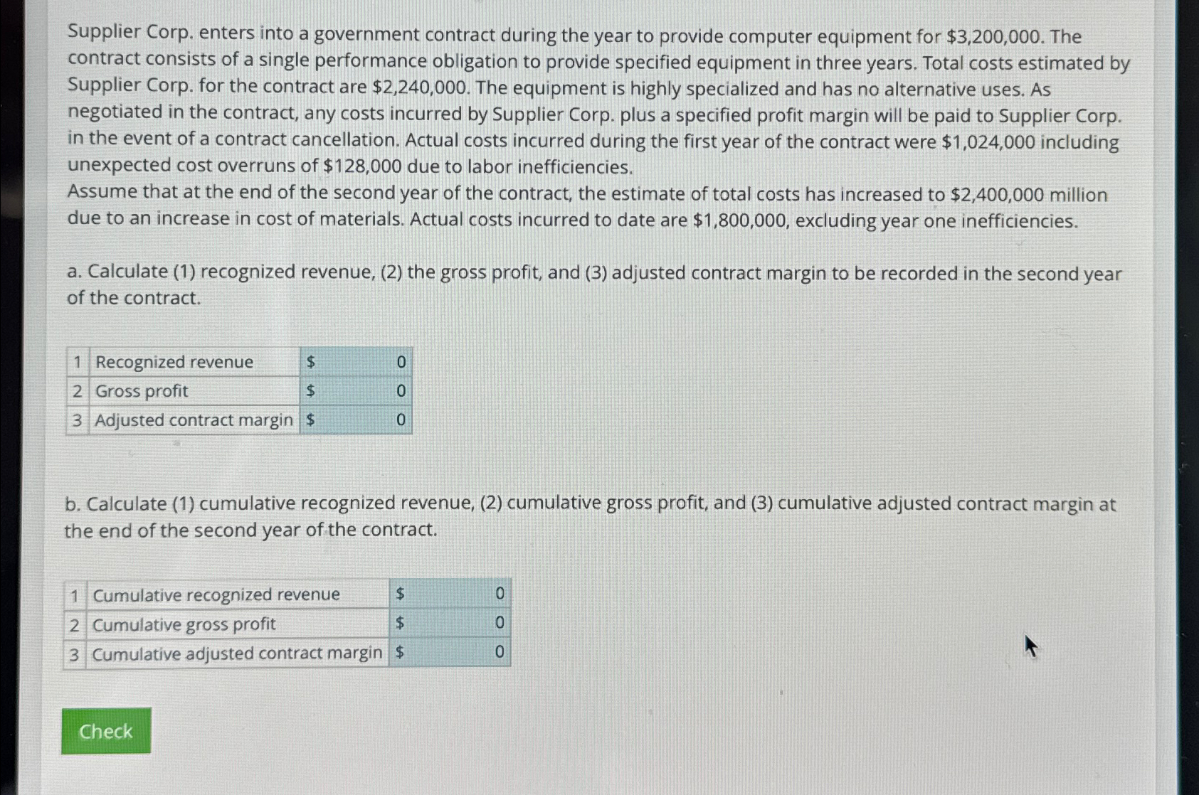 Solved Supplier Corp. enters into a government contract | Chegg.com