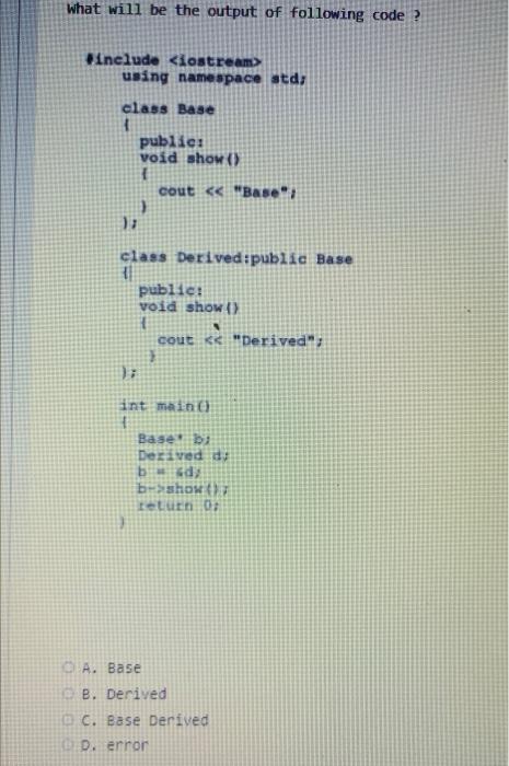 Solved what will be the output of following code? include | Chegg.com