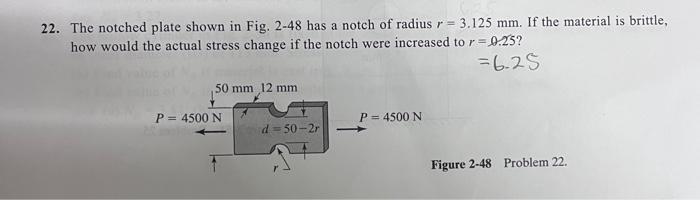 Solved 22. The notched plate shown in Fig. 2−48 has a notch | Chegg.com