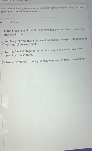 Solved Which of the following is an inaccurate statement | Chegg.com