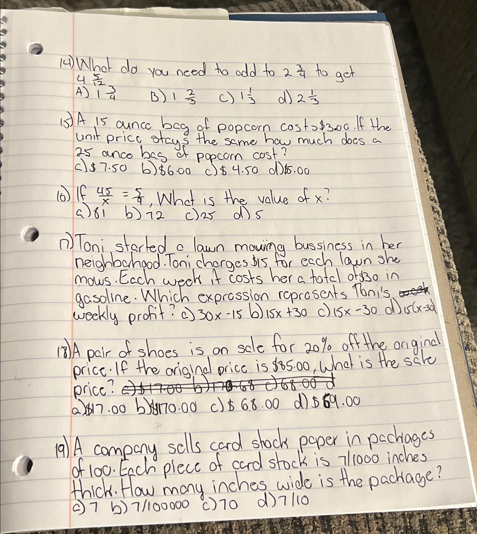 Solved Answer questions 14 ﻿through 19 | Chegg.com