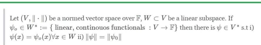 Solved If V is a normed vector space with linear subspace | Chegg.com