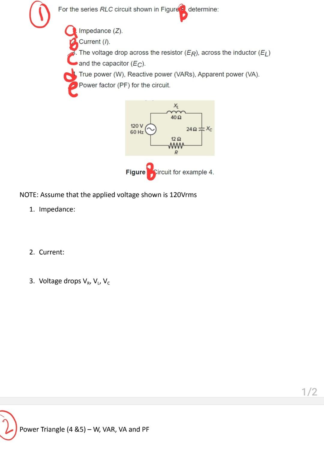 Solved For the series RLC circuit shown in Figure determine: | Chegg.com