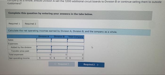 Solved Exercise 11-7 (Algo) Transfer Pricing from the | Chegg.com