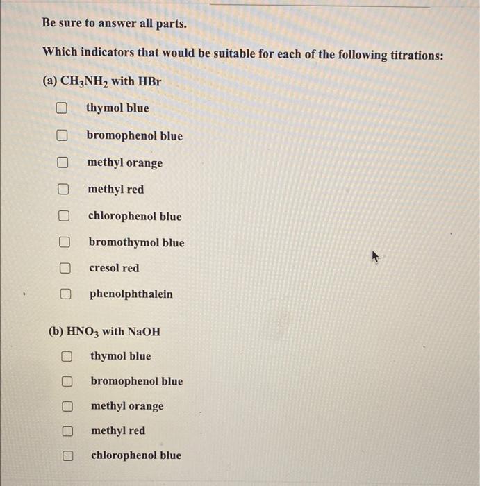 Solved Be sure to answer all parts. Which indicators that | Chegg.com