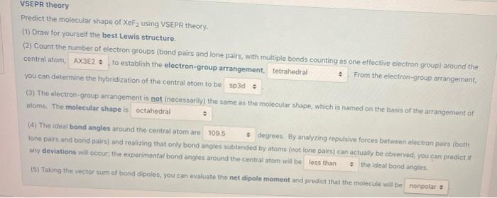 Solved VSEPR theory Predict the molecular shape of XeF2 | Chegg.com
