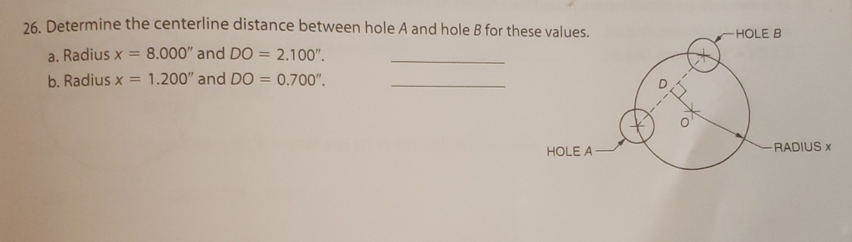 Solved Determine the centerline distance between hole A and | Chegg.com