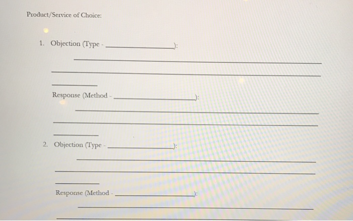 There are several objection types and response | Chegg.com