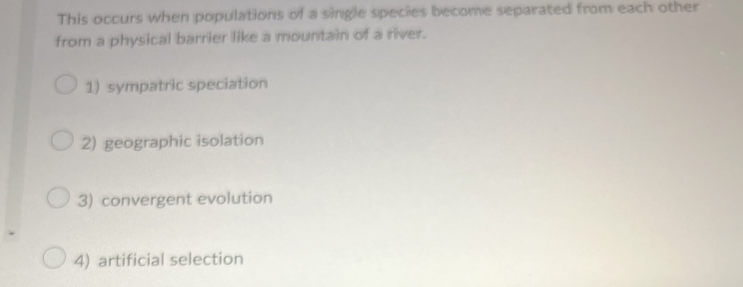 Solved This occurs when populations of a single species | Chegg.com