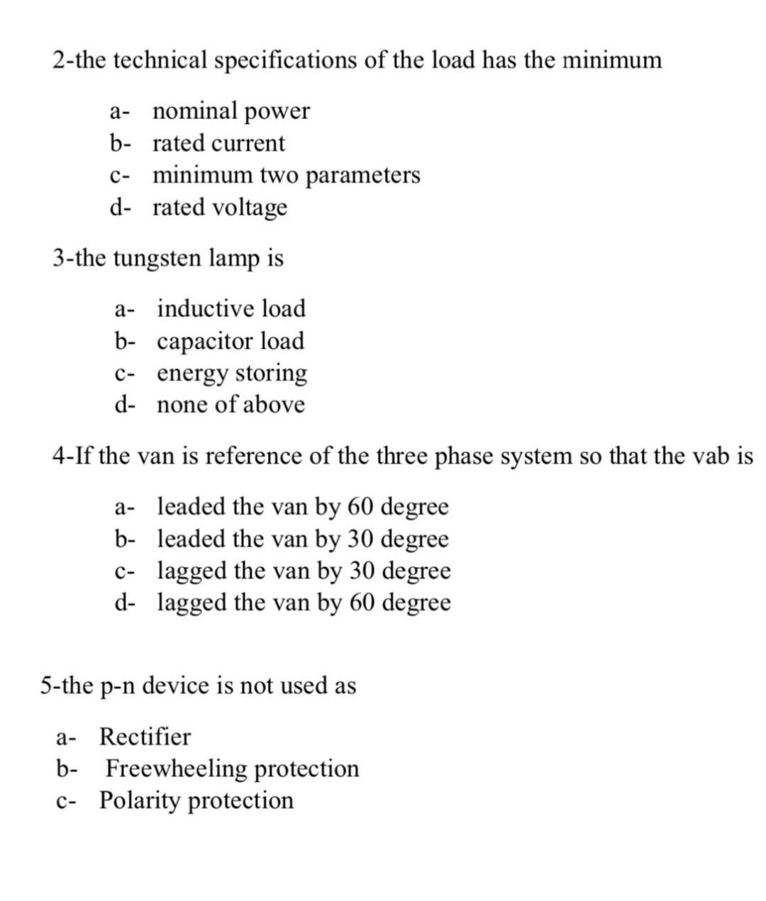 Solved 2-the technical specifications of the load has the | Chegg.com