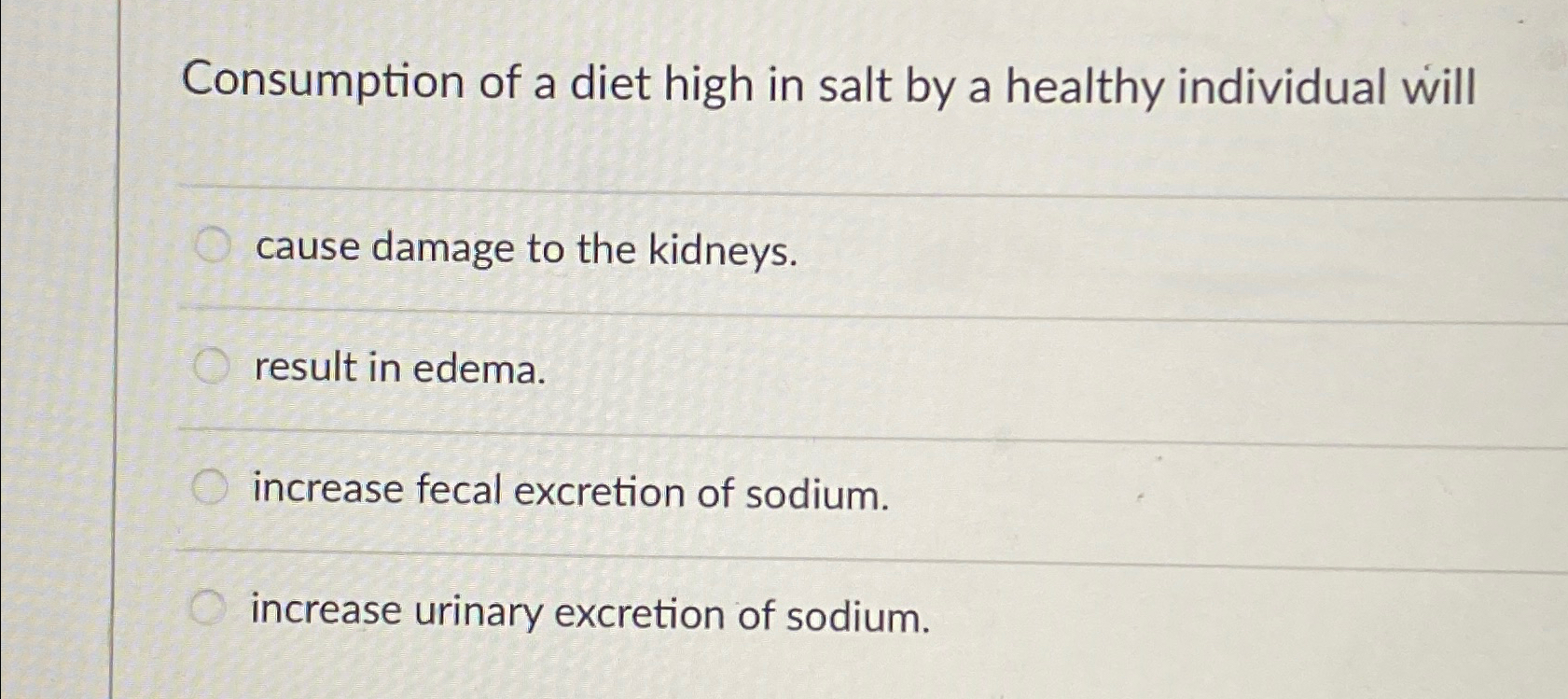 Solved Consumption of a diet high in salt by a healthy | Chegg.com