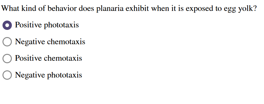 Solved What kind of behavior does planaria exhibit when it | Chegg.com