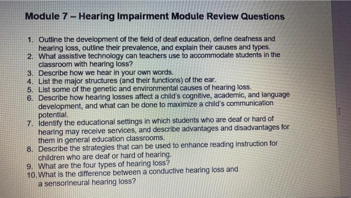 Solved Module 7 - Hearing Impairment Module Review Questions | Chegg.com