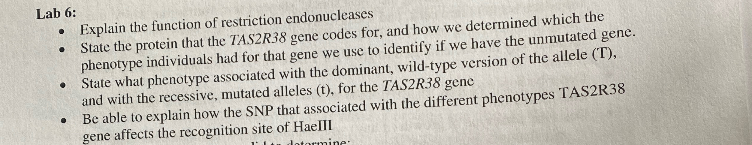 Solved Lab 6:Explain the function of restriction | Chegg.com