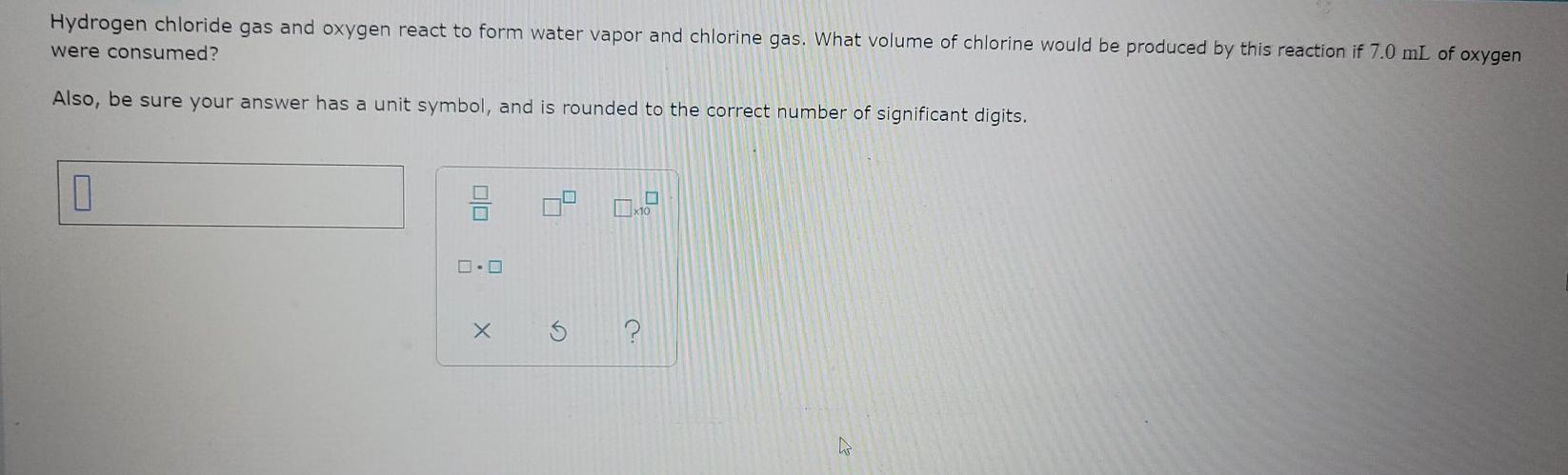 Solved Hydrogen chloride gas and oxygen react to form water | Chegg.com