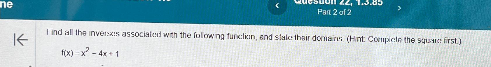 Solved Part 2 ﻿of 2Find all the inverses associated with the | Chegg.com