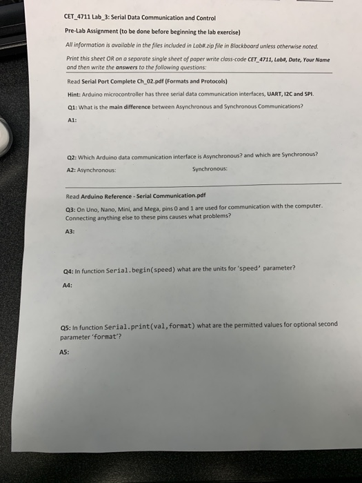 Solved CET 4711 Lab_3: Serial Data Communication and Control | Chegg.com