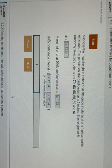 Solved ACTIVITY4.2. 1. ﻿Contricentinervals for population | Chegg.com