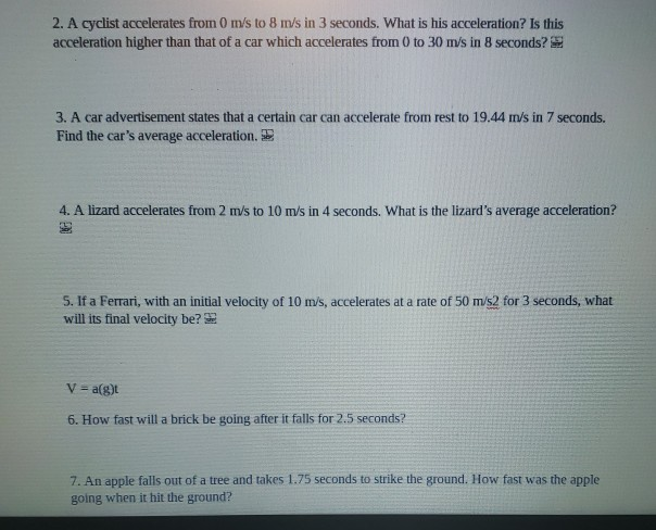Solved 2 A Cyclist Accelerates From 0 M S To 8 M S In 3