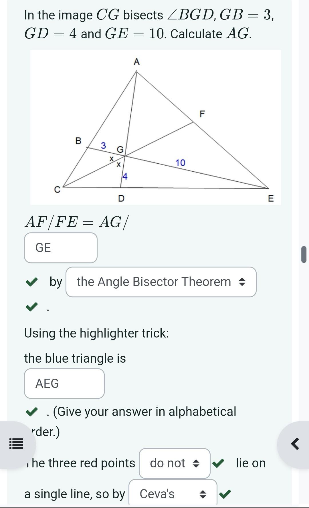 Solved In the image CG bisects ∠BGD,GB=3, GD=4 and GE=10. | Chegg.com
