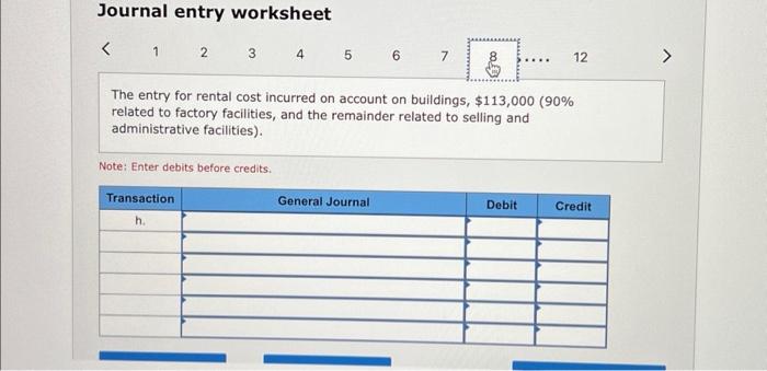 Solved Journal entry worksheet 1 5 6 7 8 12 The utility | Chegg.com