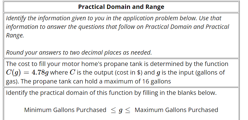 Solved Practical Domain and RangeIdentify the information | Chegg.com