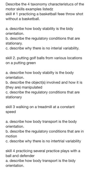 Solved Describe the 4 taxonomy characteristucs of the motor | Chegg.com