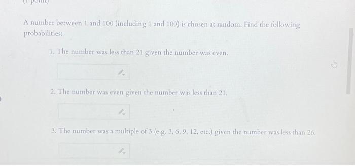 Solved A number between 1 and 100 (including 1 and 100) is | Chegg.com