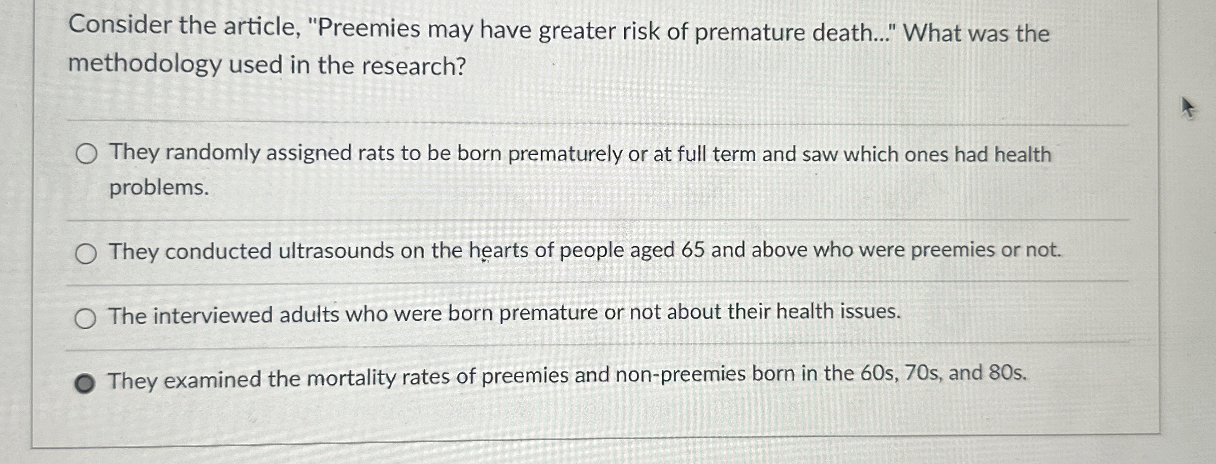 Solved Consider the article, "Preemies may have greater risk | Chegg.com