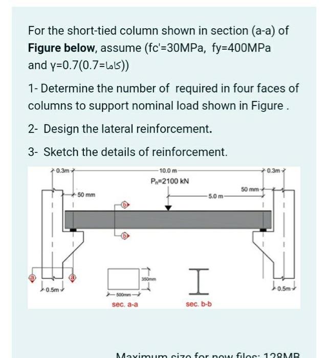 Solved For the short-tied column shown in section (a-a) of | Chegg.com