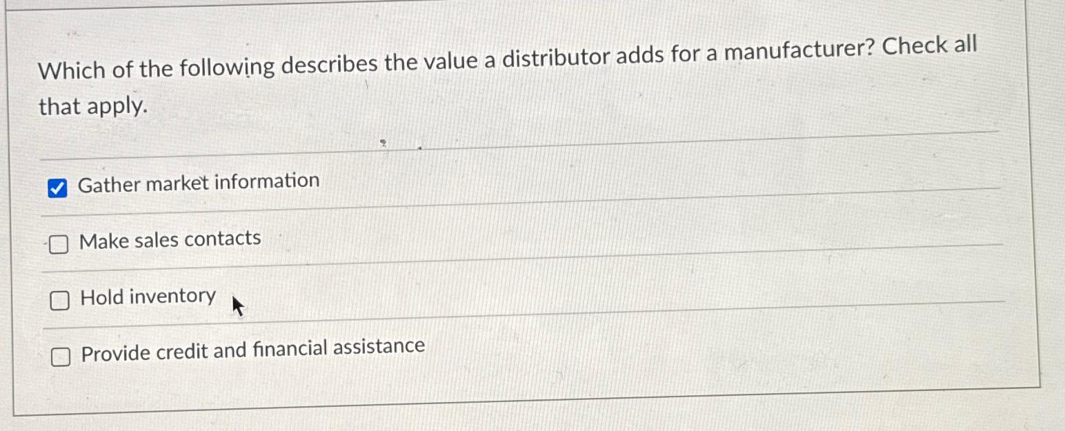 Solved Which of the following describes the value a | Chegg.com