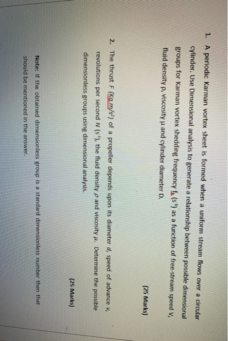 Solved 1. A periodic Karman vortex sheet is formed when a | Chegg.com