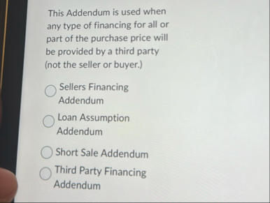 Solved This Addendum is used when any type of financing for | Chegg.com