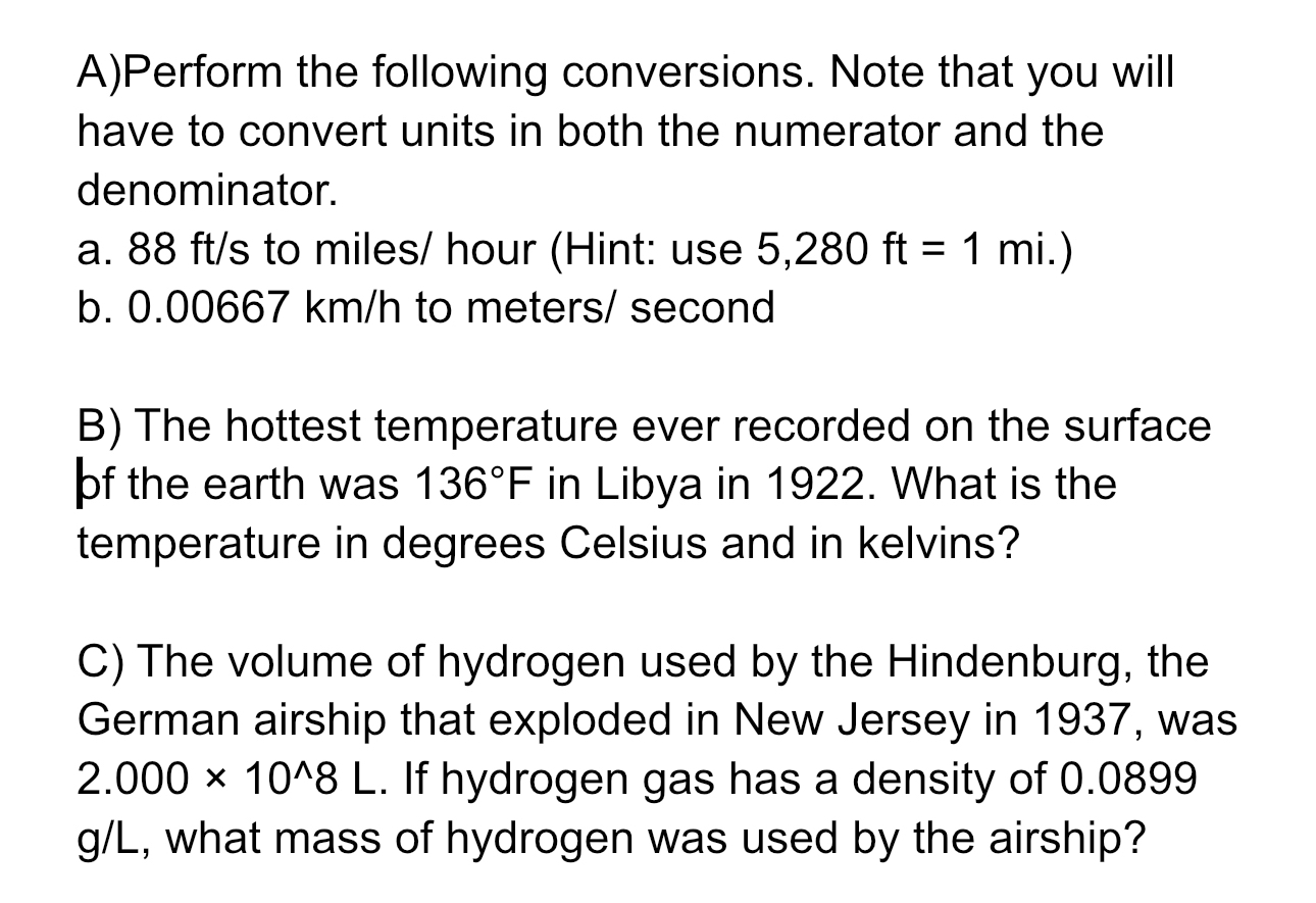 Solved A)Perform the following conversions. Note that you | Chegg.com