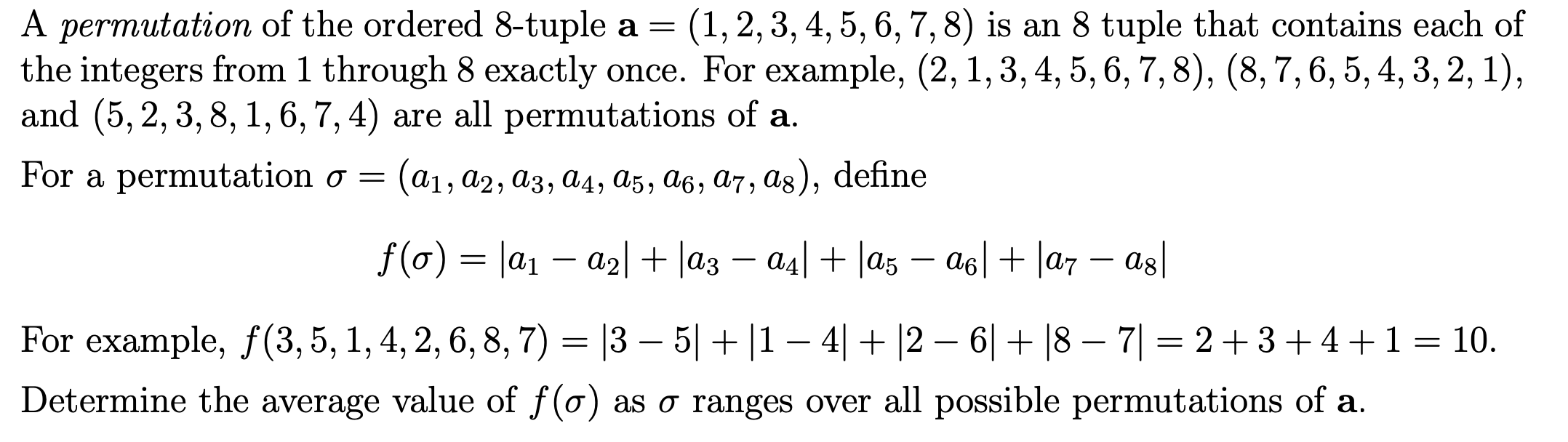 Solved A permutation of the ordered 8-tuple | Chegg.com