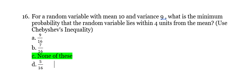 Solved 16. ﻿For a random variable with mean 10 ﻿and variance | Chegg.com