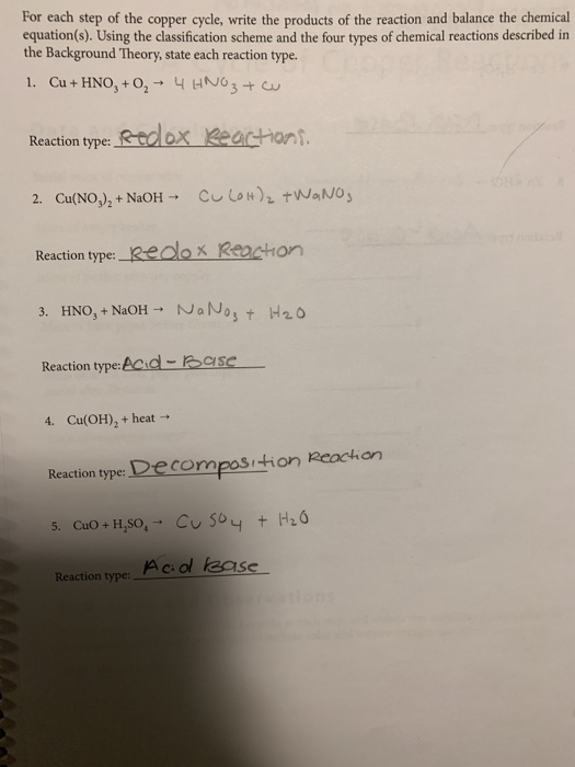 Solved For each step of the copper cycle, write the products | Chegg.com