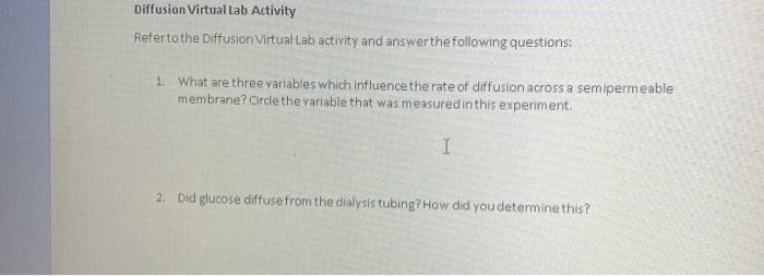Solved Diffusion Virtual Lab Activity Referto The Diffusion Chegg